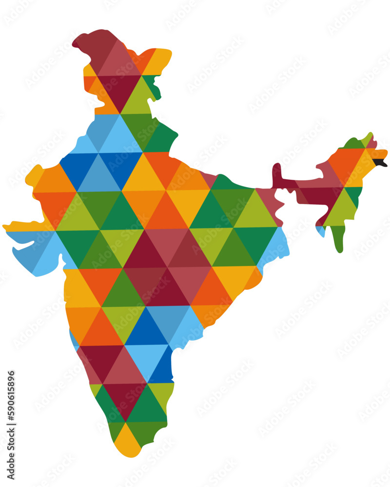 Colourful India map in geometric Hexogon Texture vector Stock Vector ...