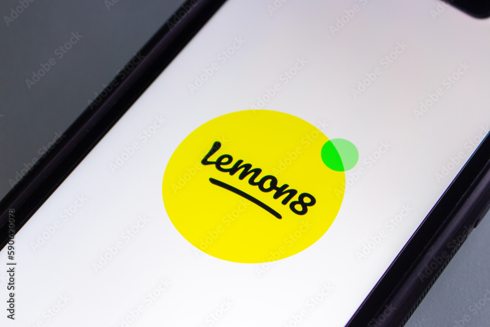 Vancouver, CANADA - Apr 7 2023 : Lemon8 logo seen in an iPhone screen. Lemon8 is a video and ...