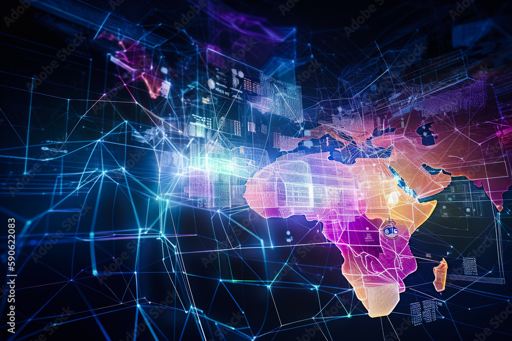 Hologram displaying a world map with clearly visible countries and ...
