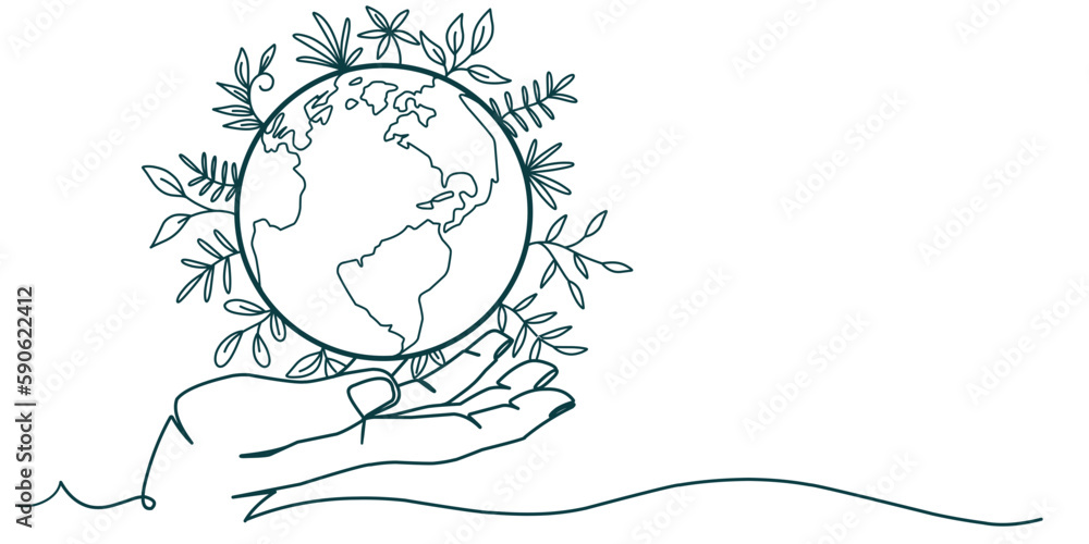 Environment day line art style vector illustration Stock Vector | Adobe ...