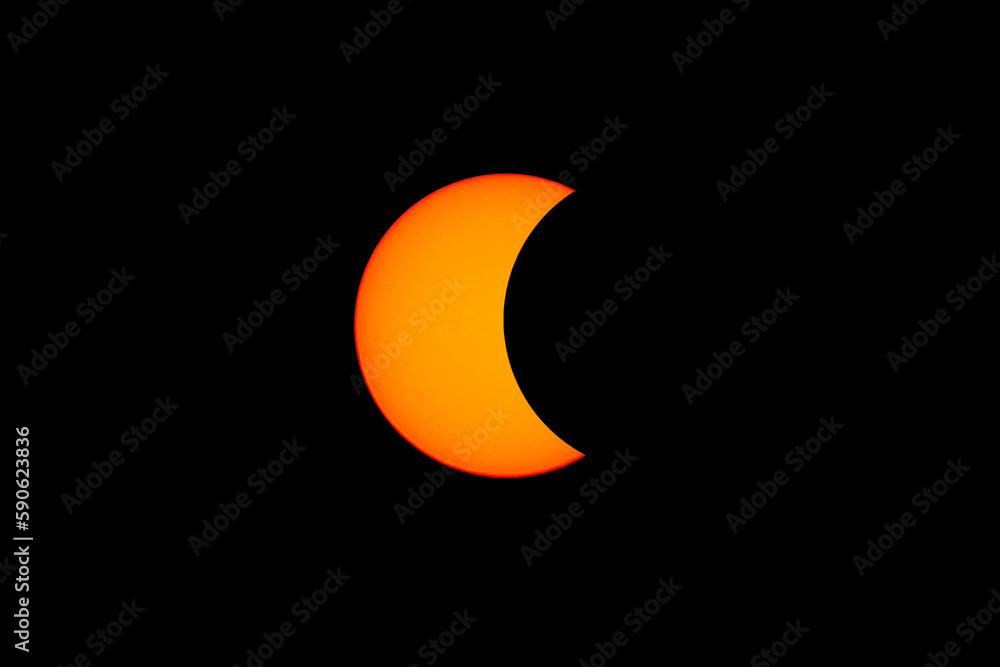 Simulation of Solar Eclipse 2023 if seen in Jakarta Indonesia Stock ...