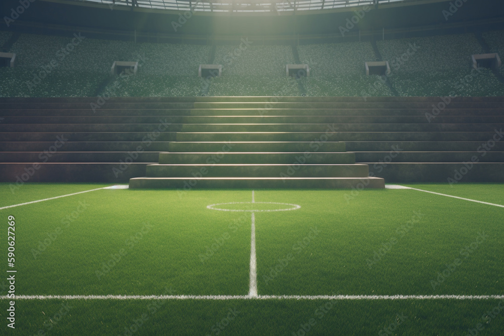 Platform or podium in soccer stadium for award ceremony and match ...