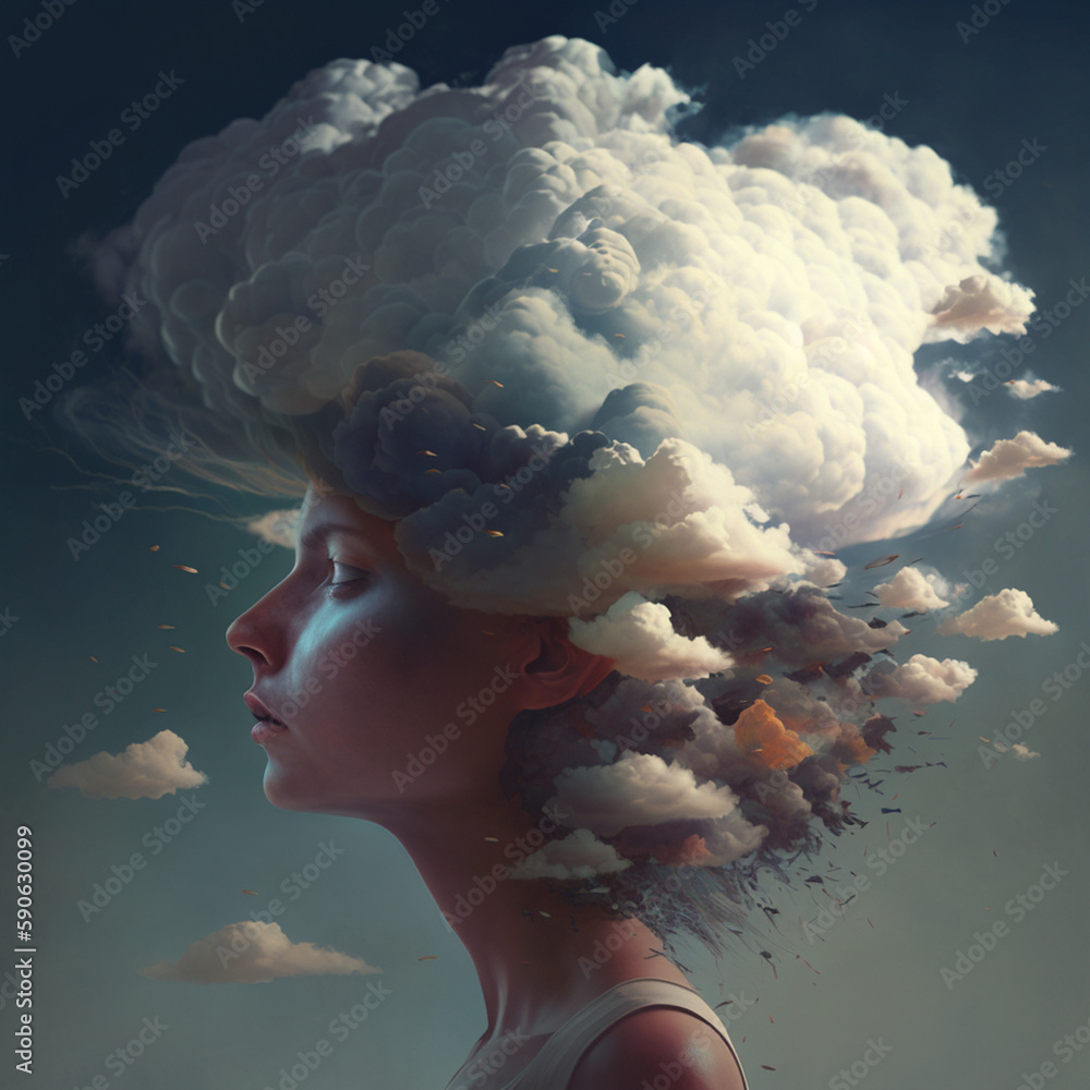 profile portrait of a serious, deep-thinking looking woman, her eyes ...