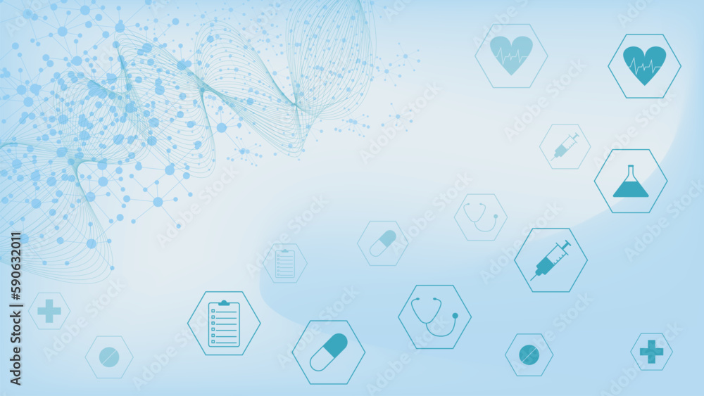 Health care and medical background with science icons medical ...