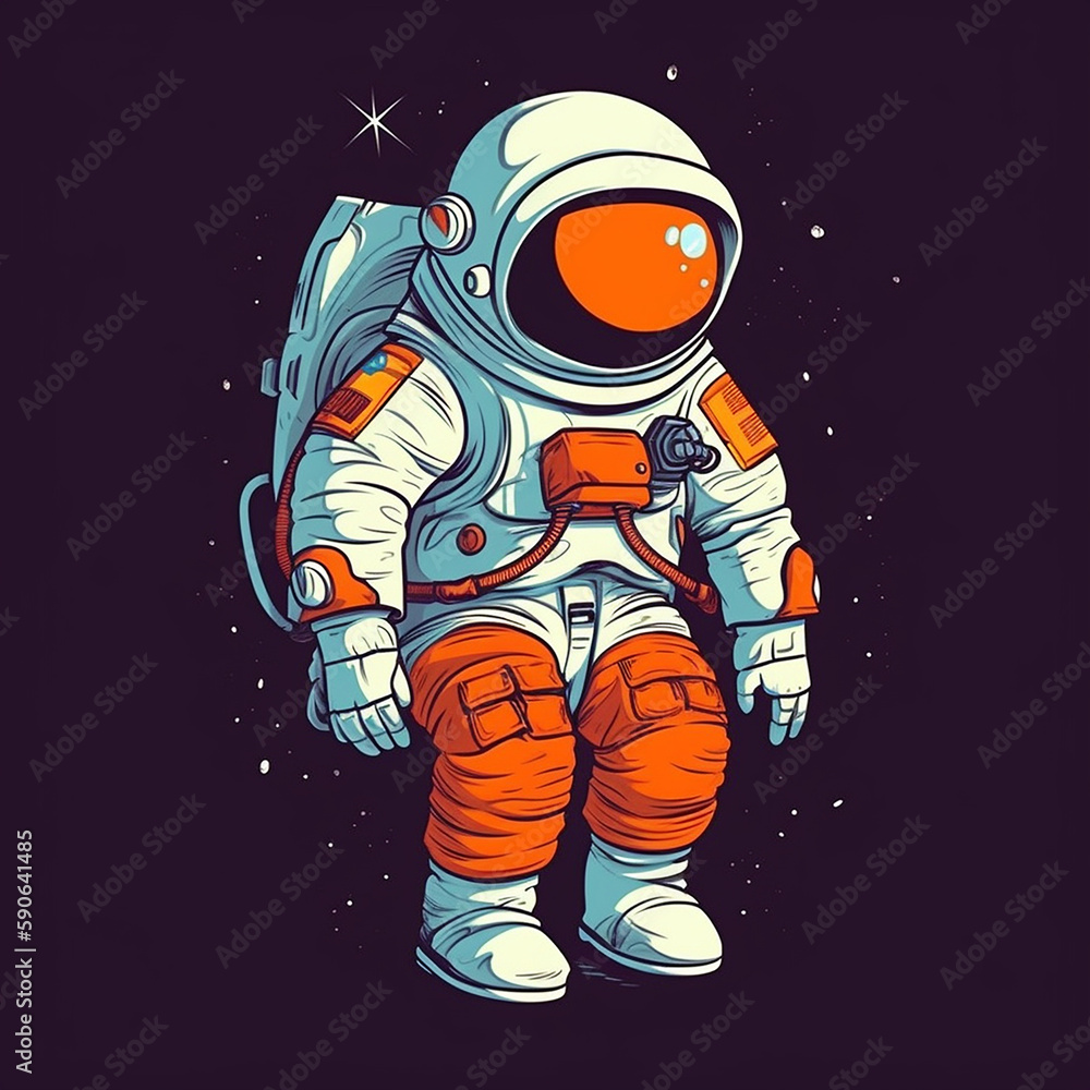 Astronaut in space cartoon illustration, Generative AI Stock ...
