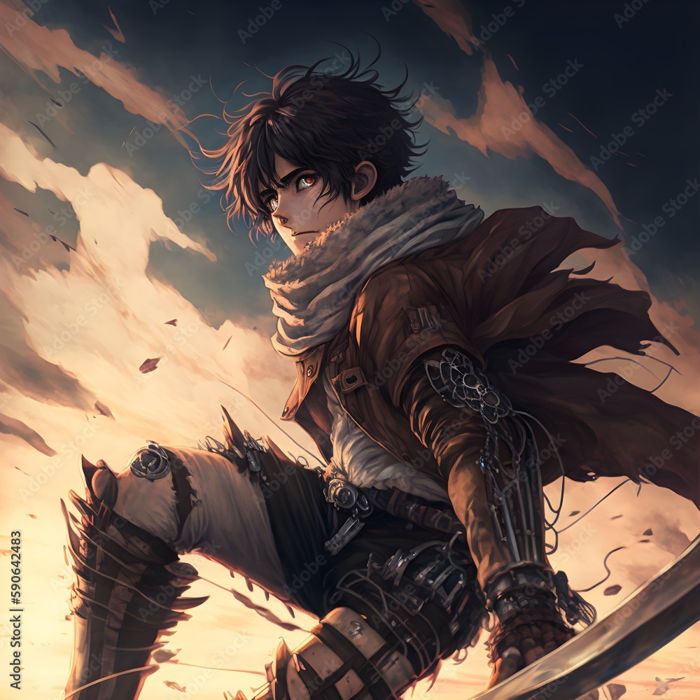 Eren Jeager mappa studio Cinematic super detailed dynamic pose 8k ...