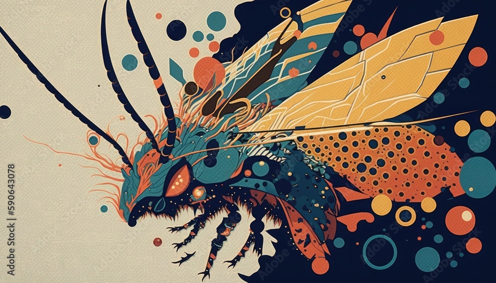 Fictional design of a bee generated with Ai machine technology Stock ...