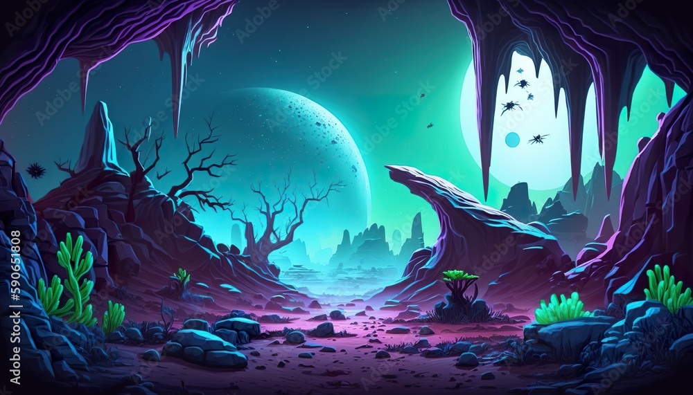 2D alien planet background environment for a battle arena mobile game ...