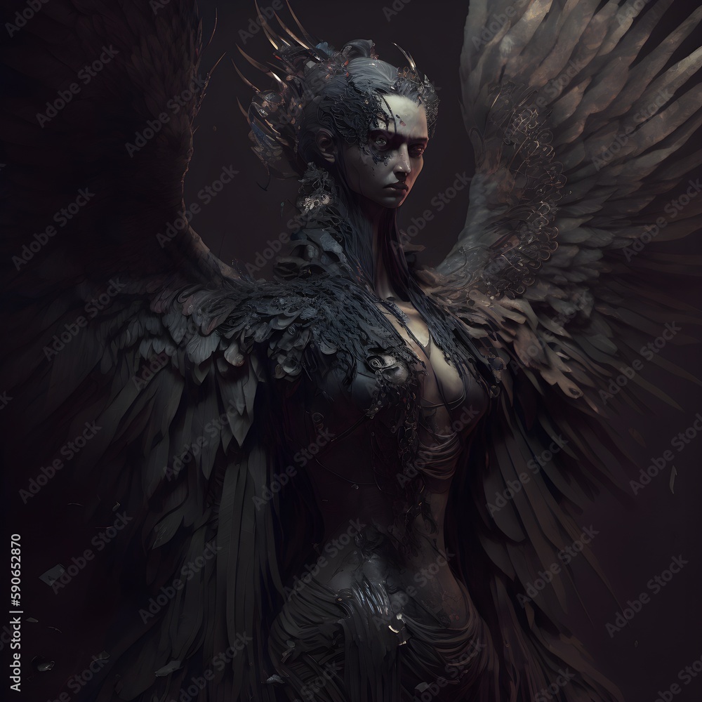 the female angel of Restless Shadows black wings and robes made from ...
