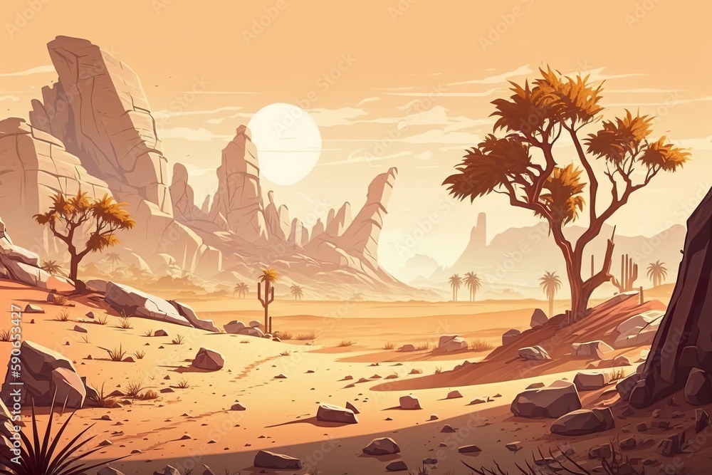 2D magical desert background environment for a battle arena mobile game ...