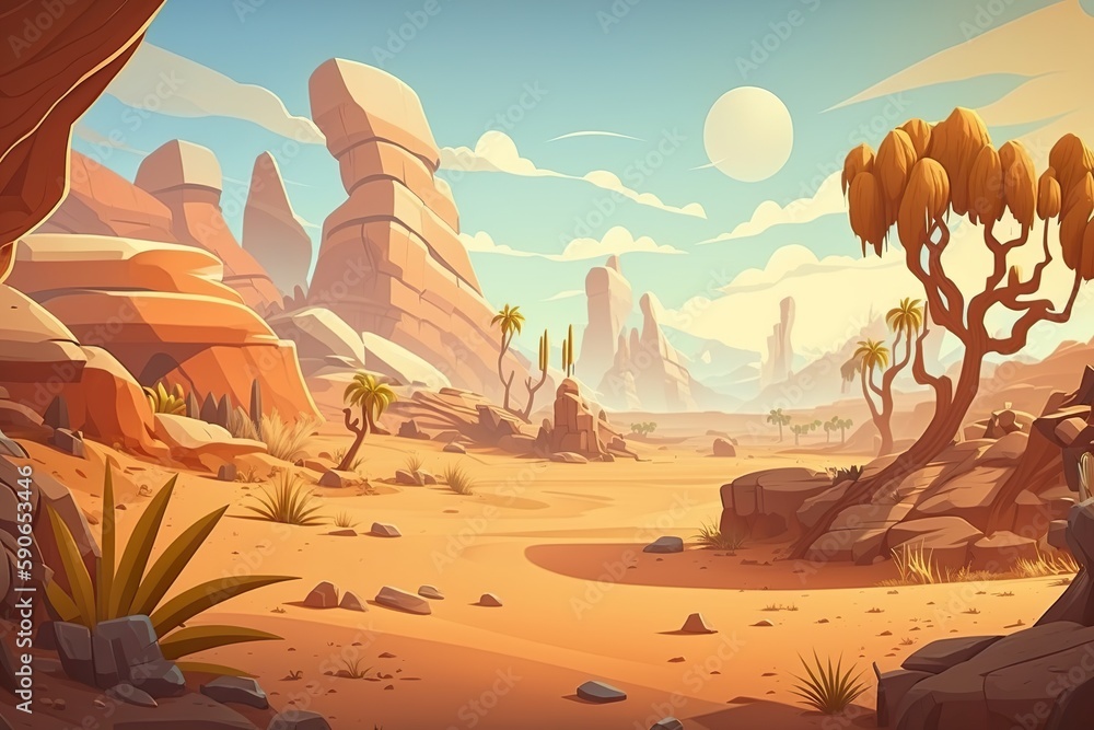 2D magical desert background environment for a battle arena mobile game ...