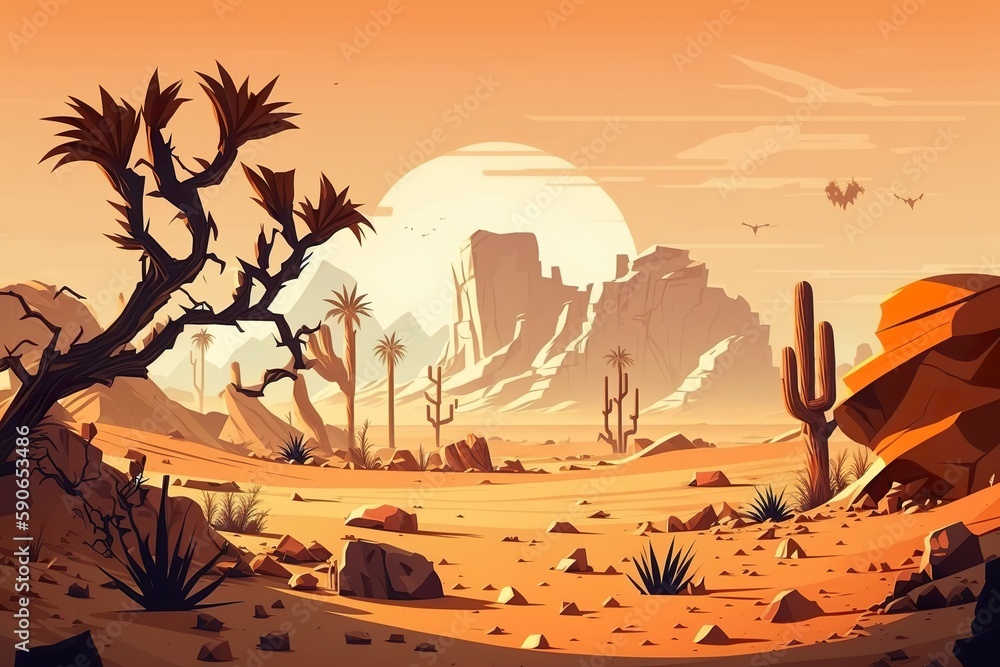 2D magical desert background environment for a battle arena mobile game ...