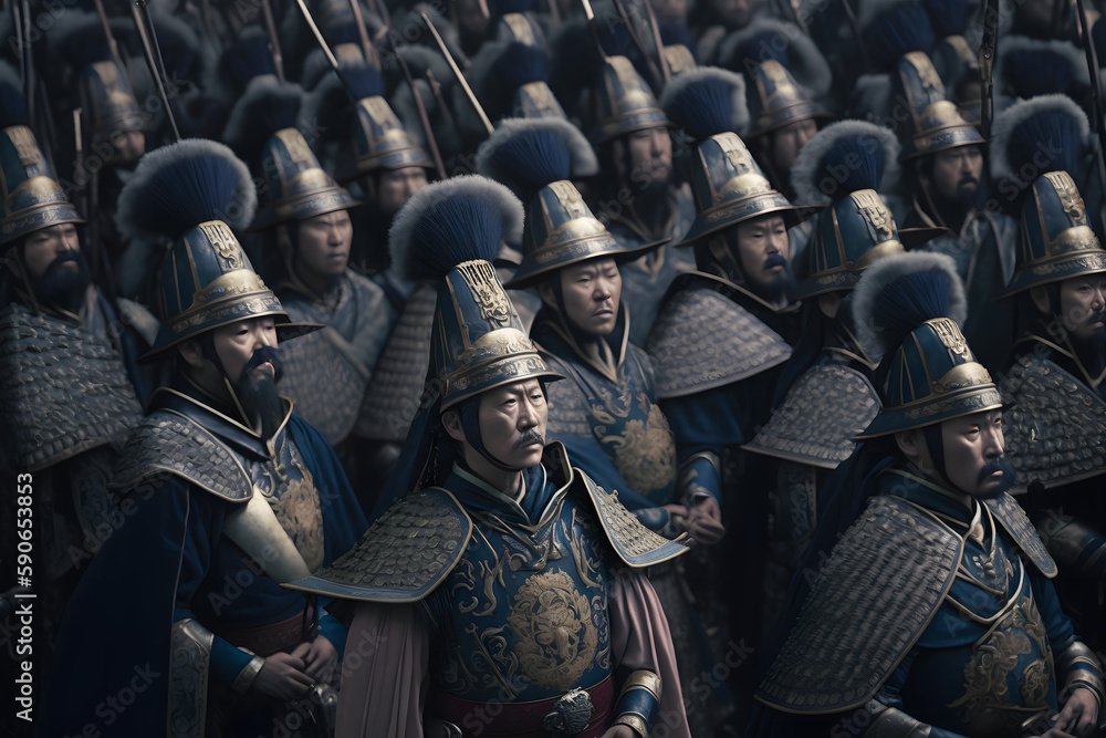 ancient chinese army. Neural network AI generated art Stock ...