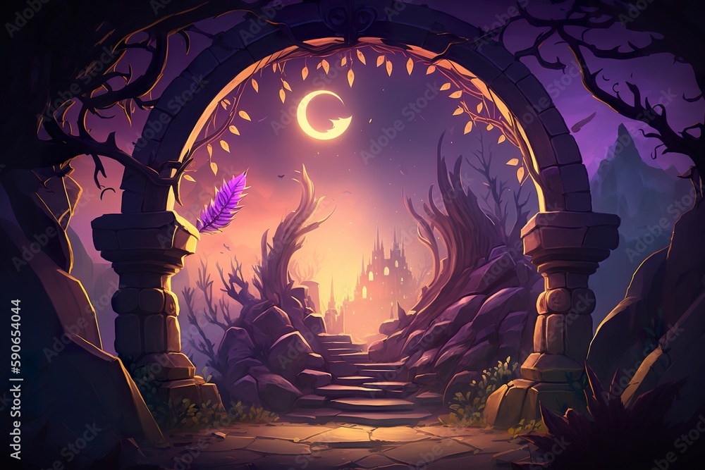 2D magical portal background environment for a battle arena mobile game ...