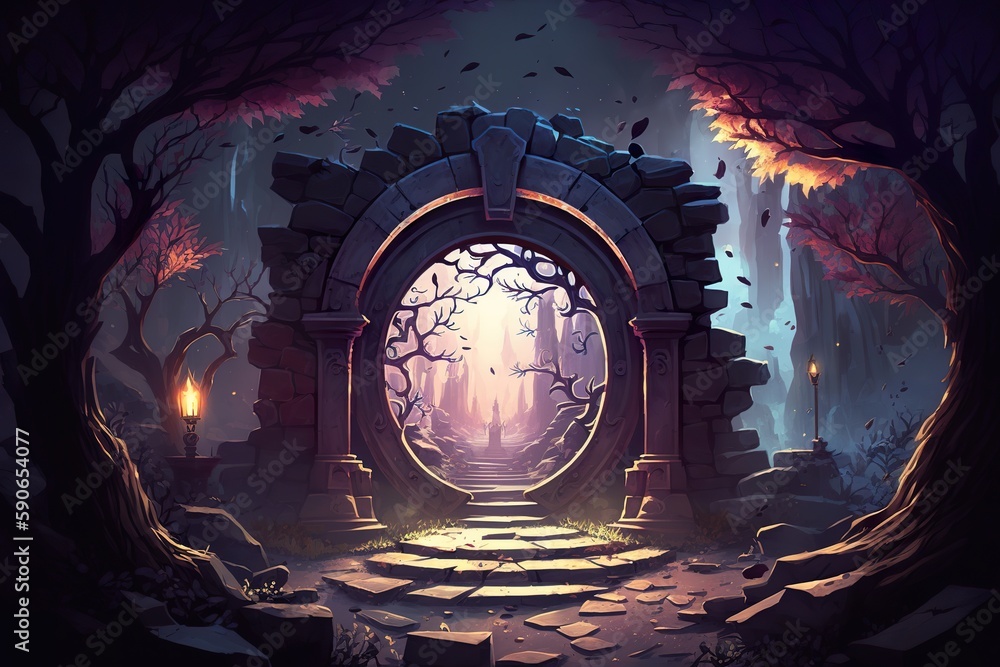 2D magical portal background environment for a battle arena mobile game ...