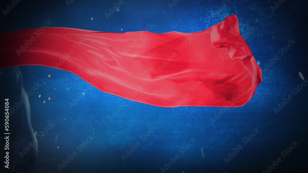 Super Cape Blue Grunge Wall features a red billowing cape against a ...