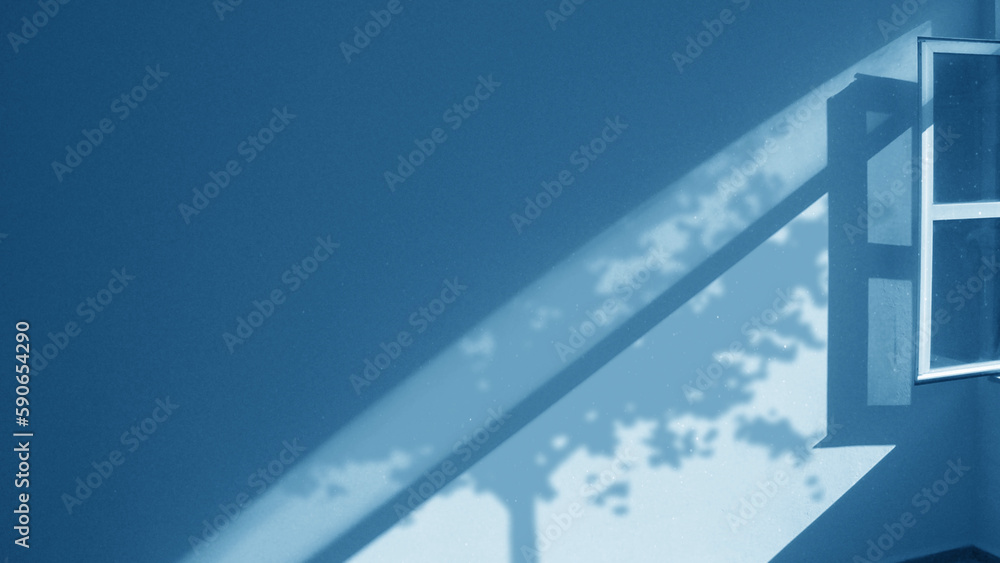 Light and Shadow Coming in Through Window features a room with blue ...