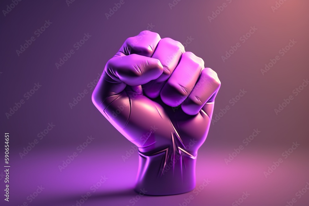 Clenched fist as a symbol of feminist struggle with female symbol. Girl ...
