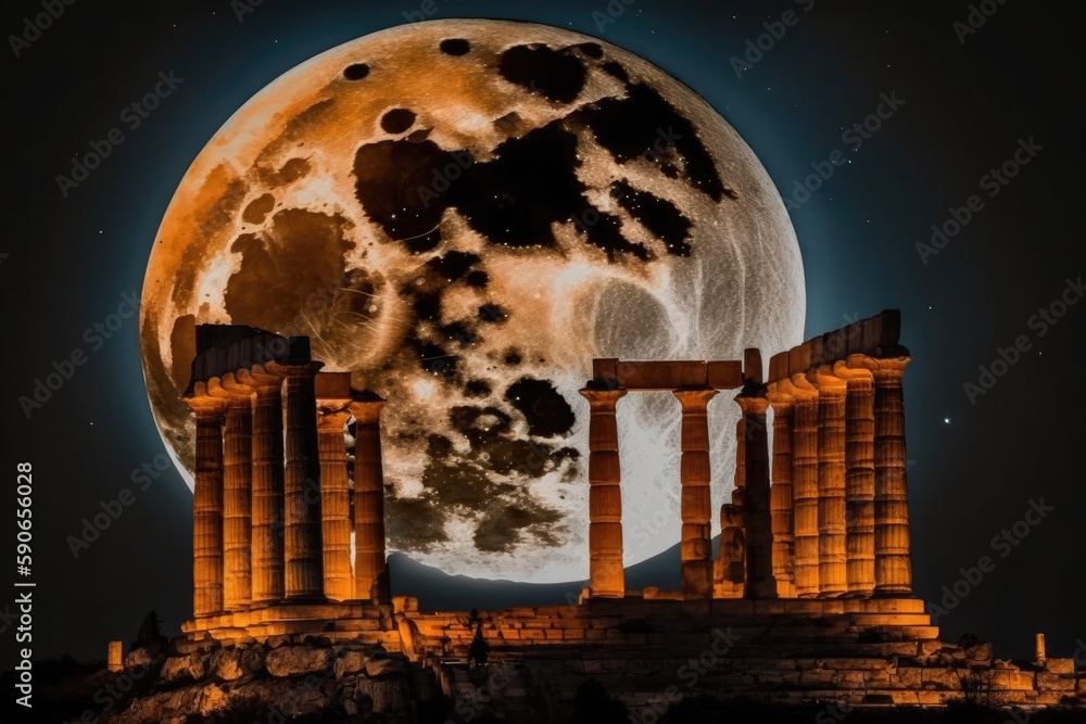 Full Moon in the Ancient World at the Poseidon Temple in Sounio Cape ...