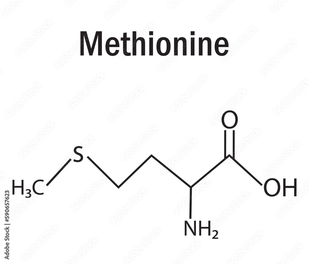 Methionine amino acid formula and structure. Chemical molecular formula ...