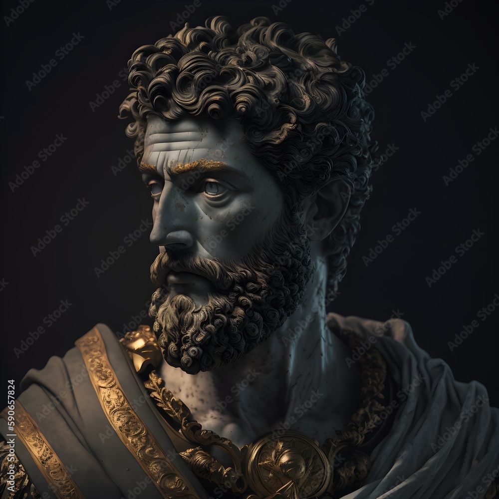 marcus aurelius serious gaze anthracite main color gold accent color ...