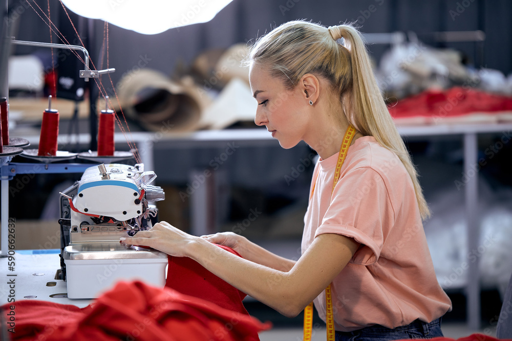 Textile cloth factory working process tailoring modern clothes ...