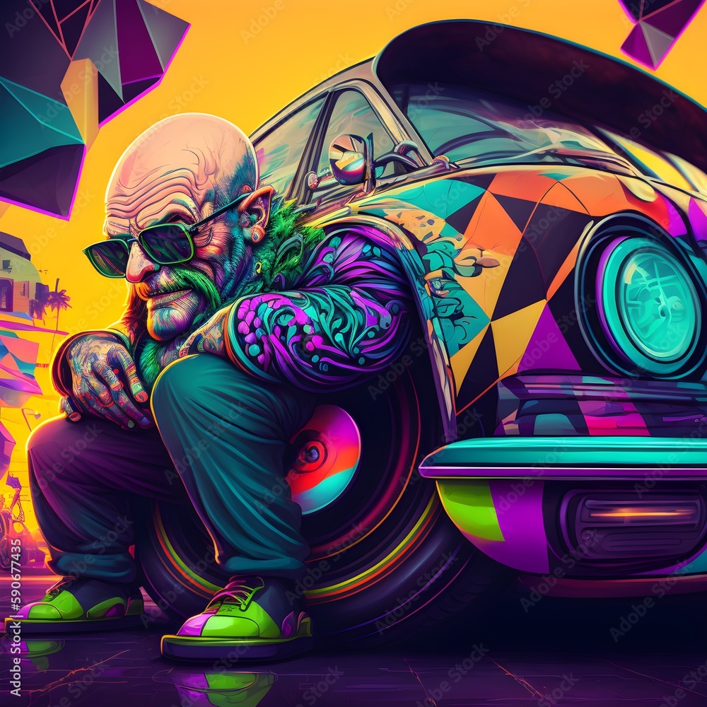psychedelic Honeybear mobster supercars low rider art graffiti tagger ...