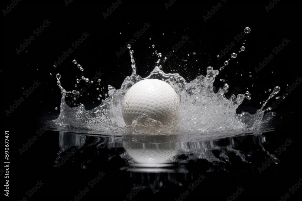 Golf Ball Water Splash Black Background With Blank Background ...