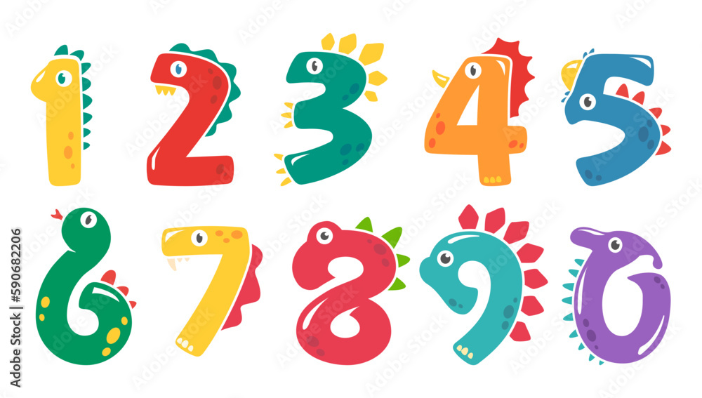 dinosaur number design birthday party for kids Stock Vector | Adobe Stock