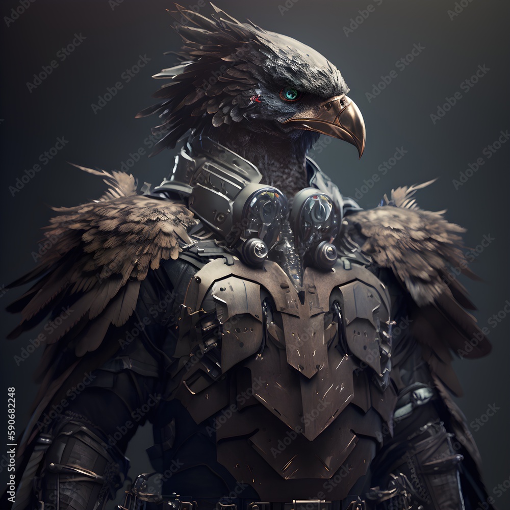character human eagle with full body armour ligthing cinematic military ...