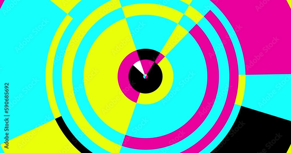 Wipe circle razy geometric abstract, CMYK color loop. Linear animation figure rotation. Seamless ...