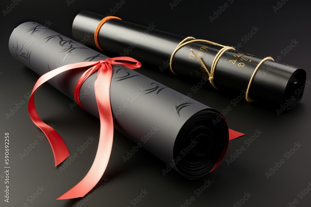 Elegant Rolled-Up Diploma or Certificate with Ribbon (Ai generated ...