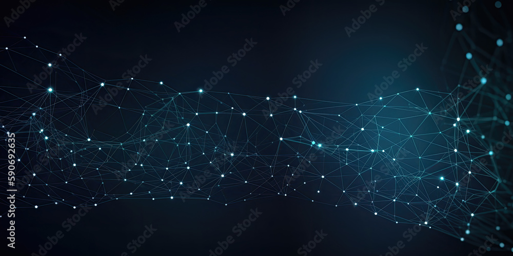 Futuristic blue circuit network node background with blue glowing ...