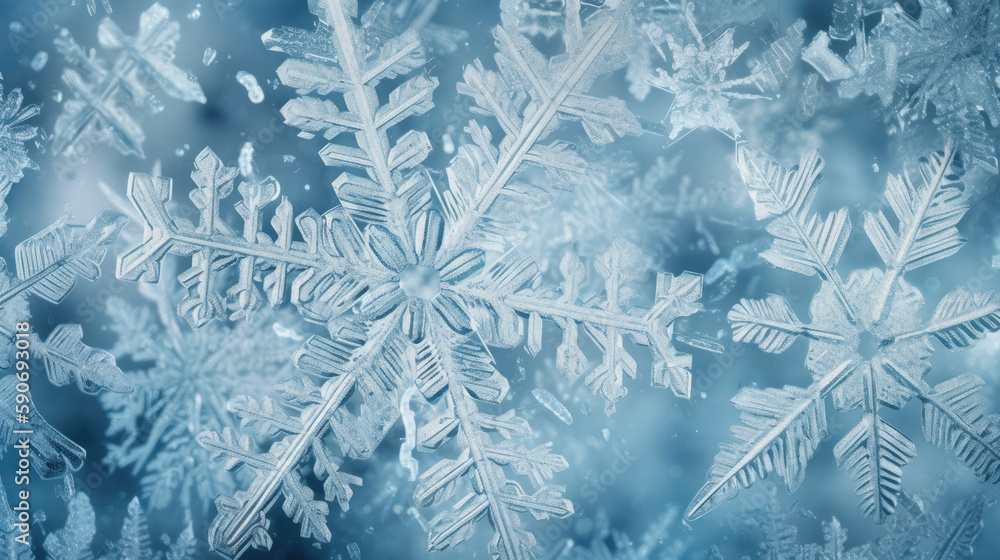 Frozen ice texture with ice crystals and snowflakes background ...