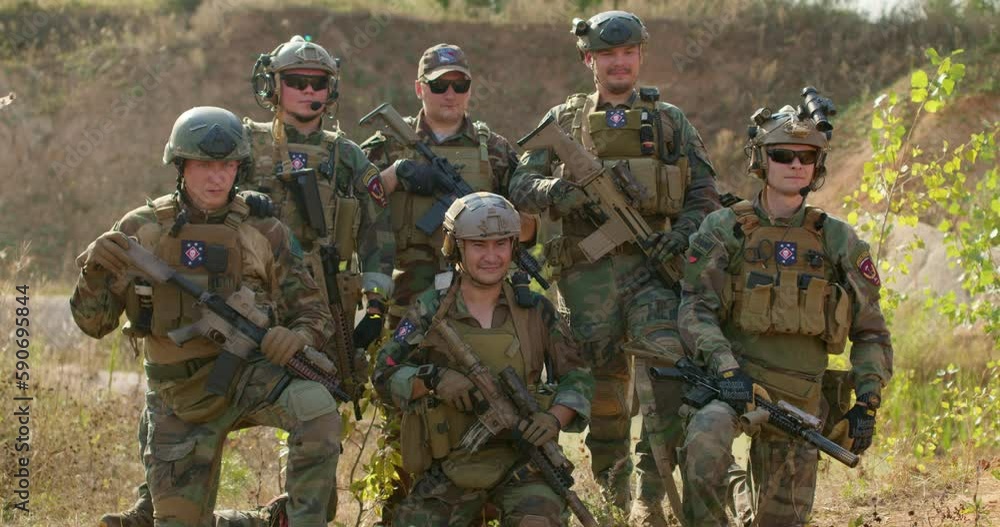 Video Stock young active soldiers during a training exercise. slow ...