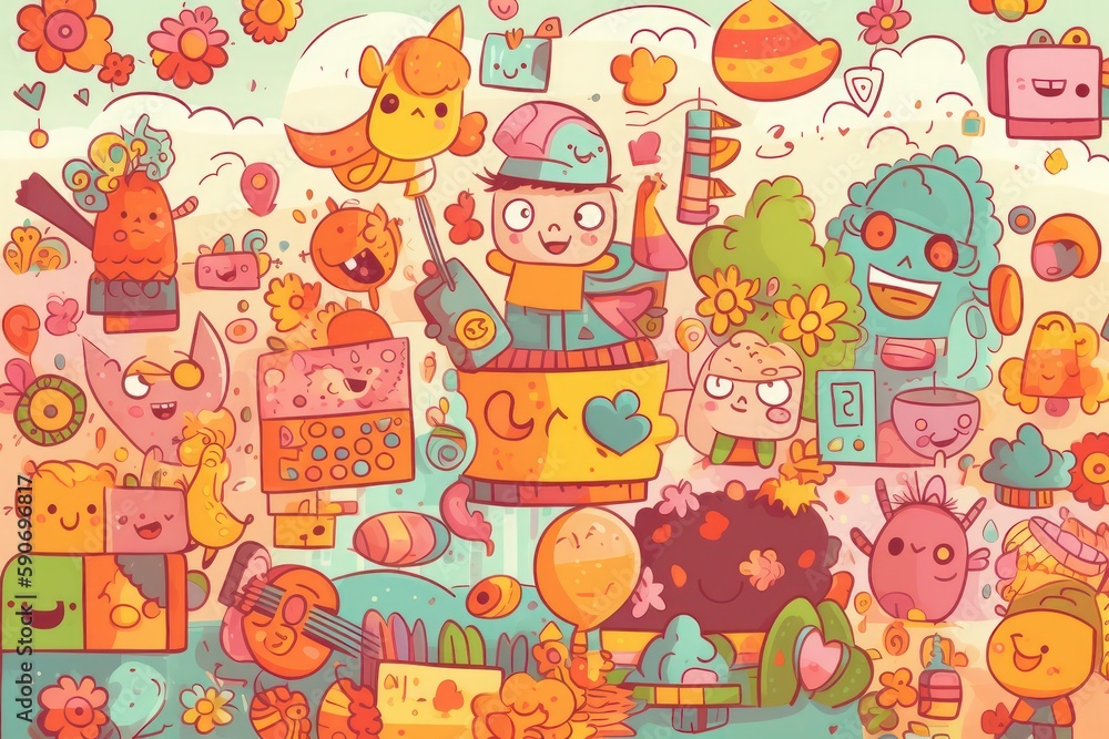 Background full of cute pictures for kids, wallpaper, Generative AI ...