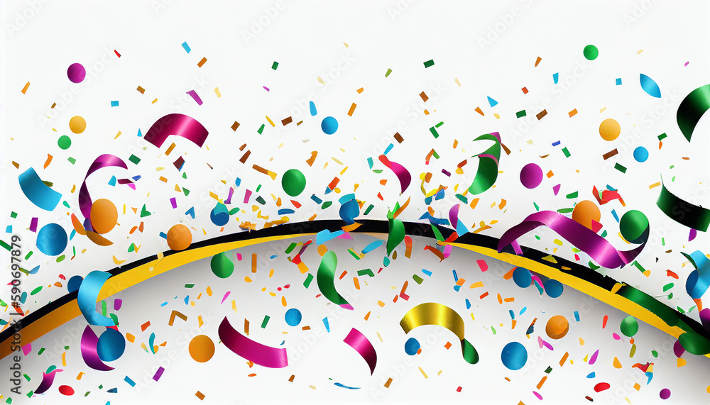 White Background with Confetti and Streamers, confetti, streamers ...