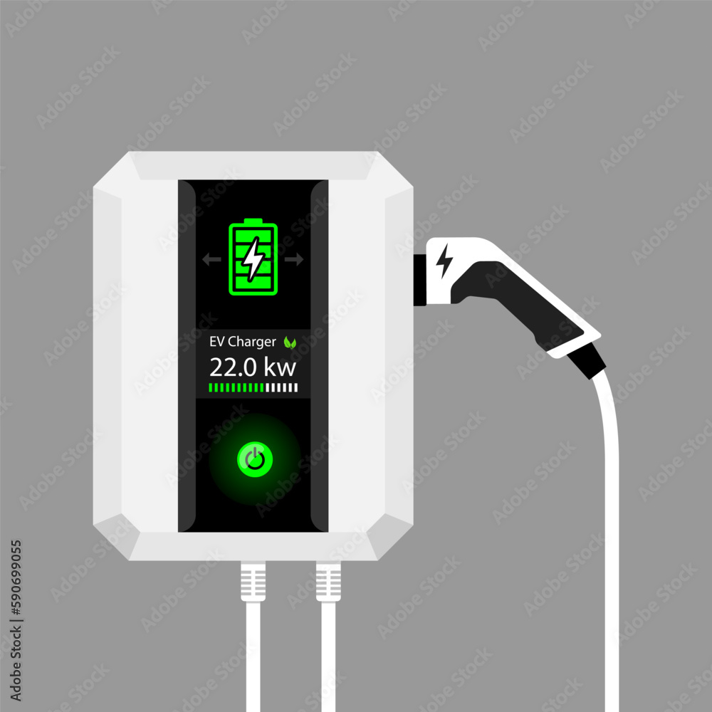 Electric car wall charger. Small home charging station Fast smart ...