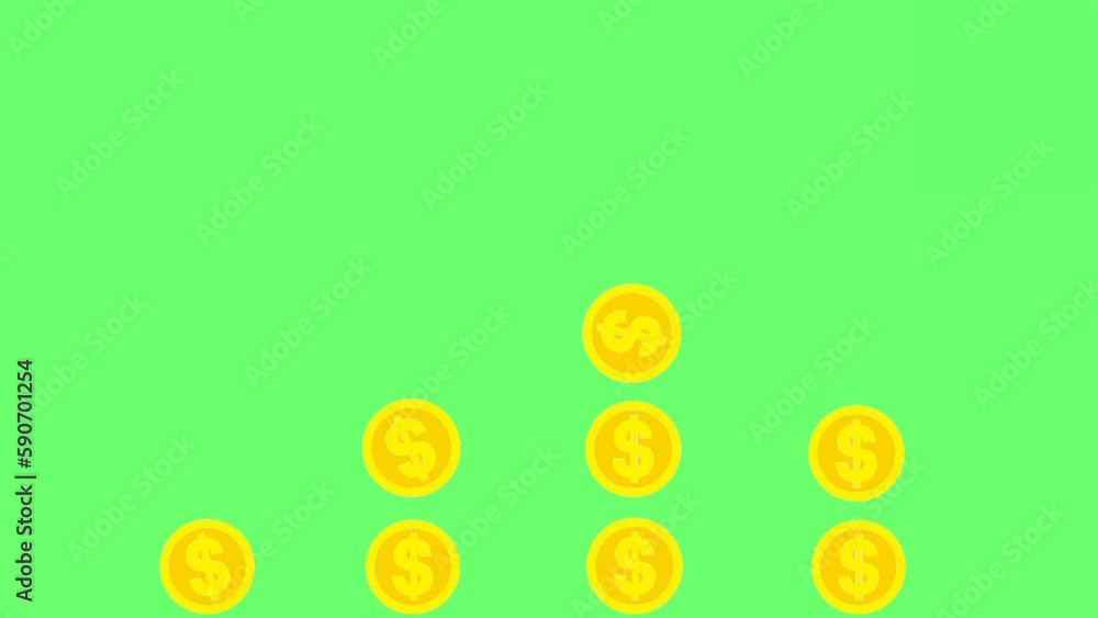 coin diagram background animation with empty space and green screen ...