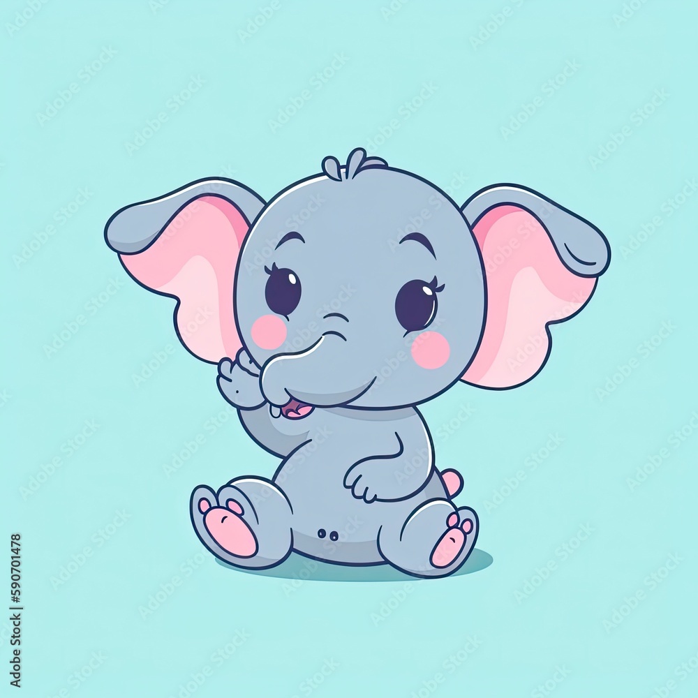 Cute elephant sitting and waving hand cartoon vector icon illustration ...
