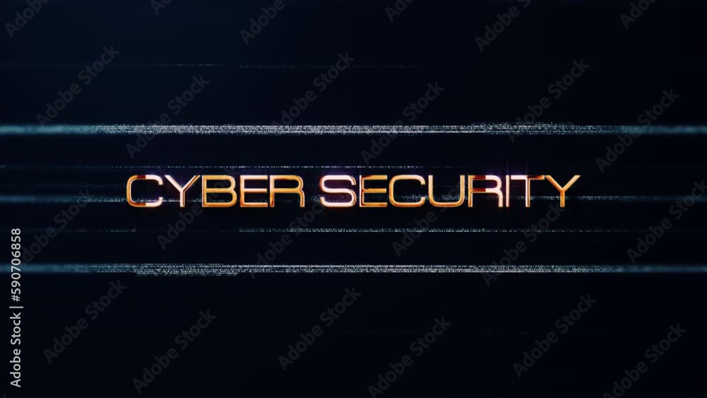 Video Stock Cyber Security text word gold light animation loop with ...