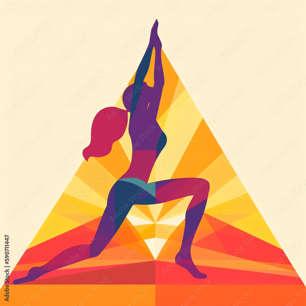 Yoga Poses - A flat style illustration of a person in a yoga pose, with ...