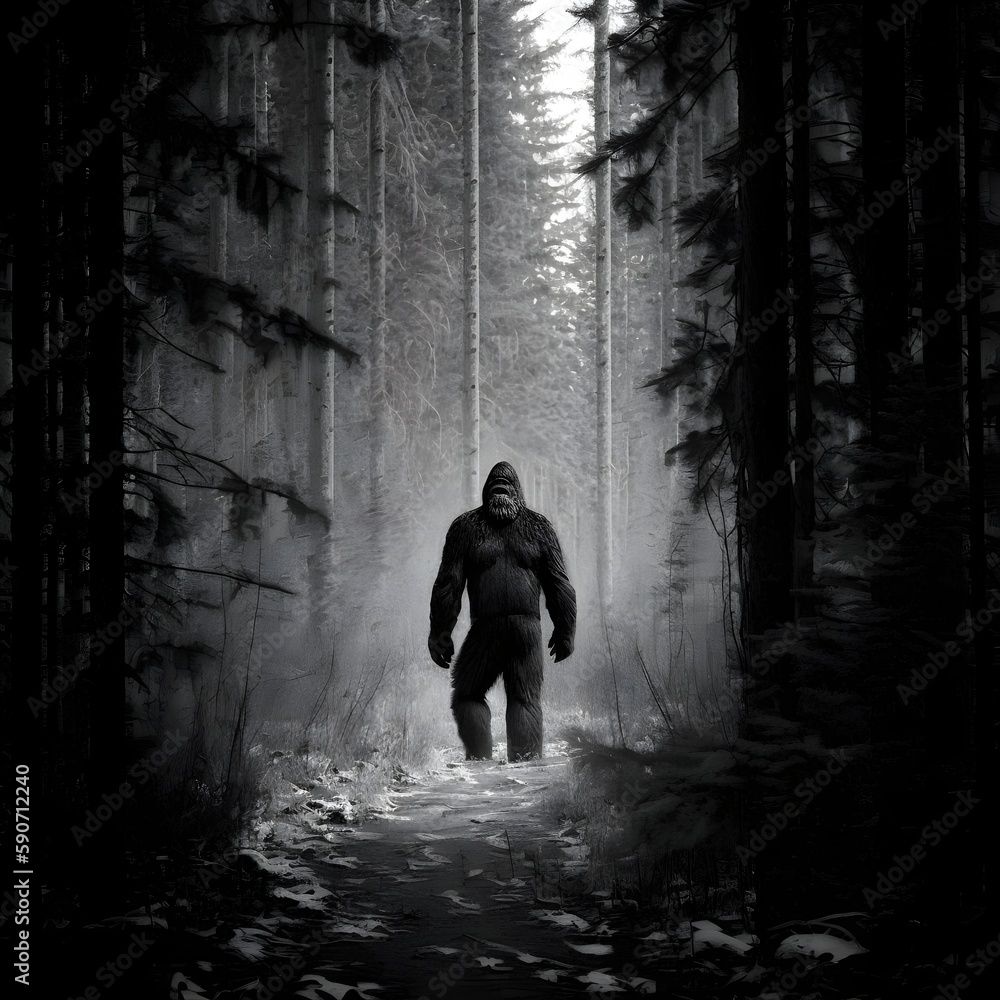 archive photo of bigfoot taken from extremely far away thick forest of ...