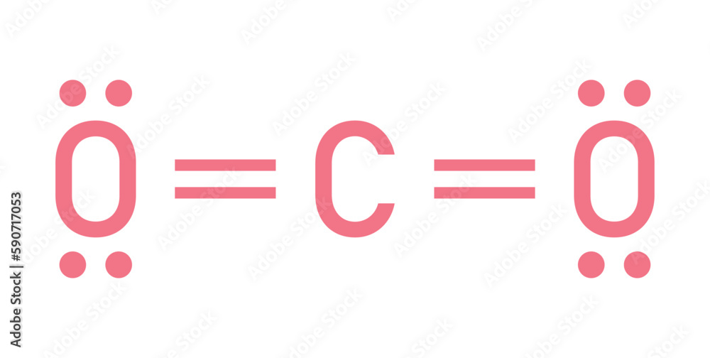 Lewis structure of carbon dioxide (CO2). Vector illustration isolated ...