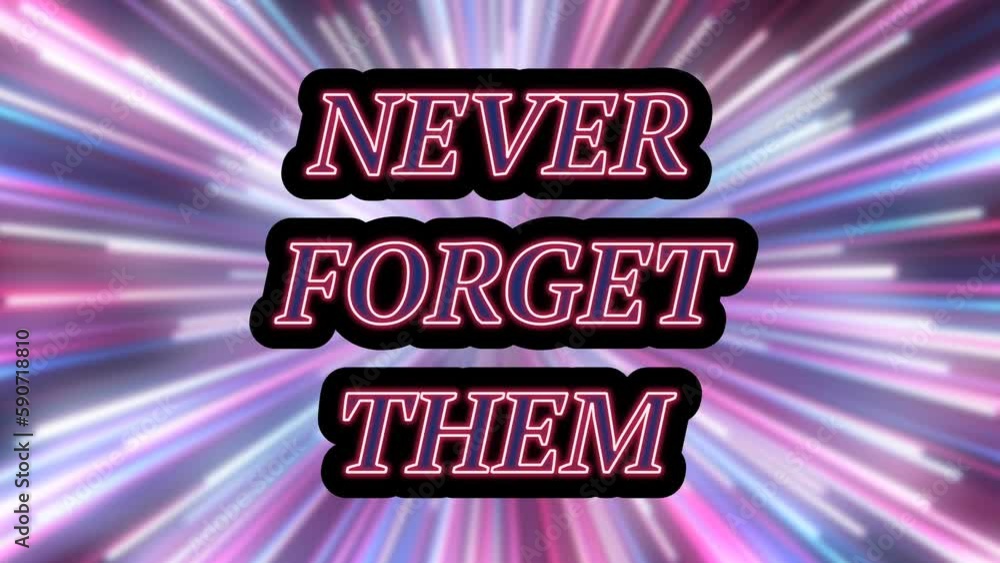 animated never forget them text on usa flag colour background. concept ...