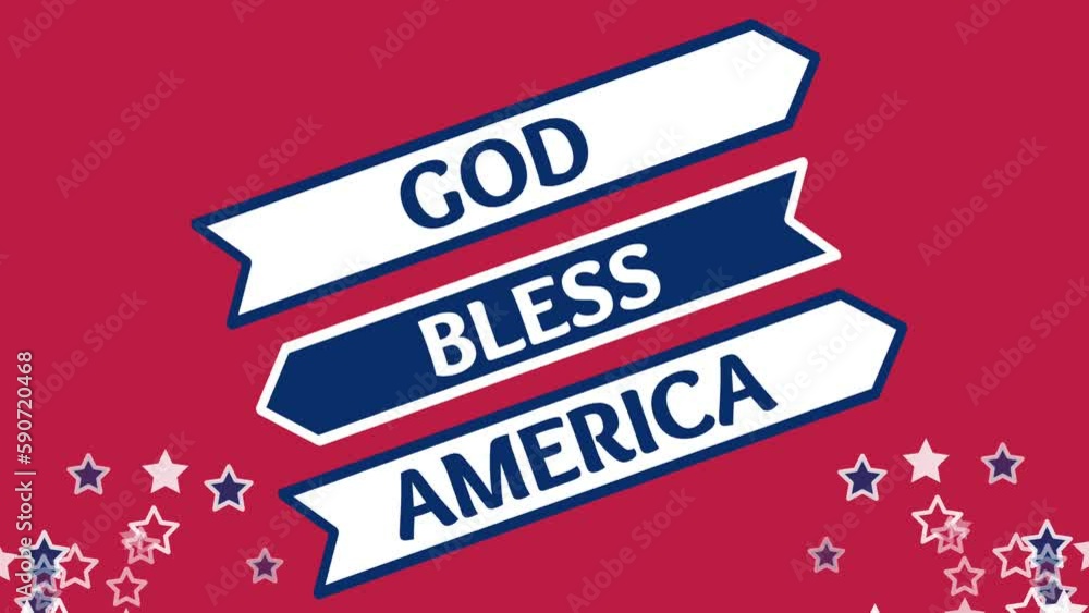 God bless america greetings on red background with moving up stars ...