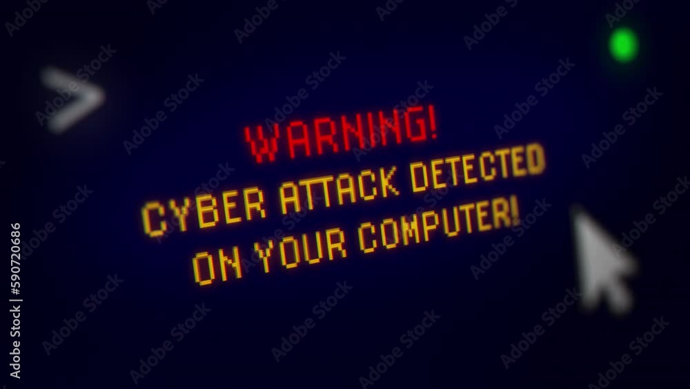 Vídeo do Stock: Animated "WARNING! CYBER ATTACK ON YOUR COMPUTER!" Alert Blinking on the Command ...