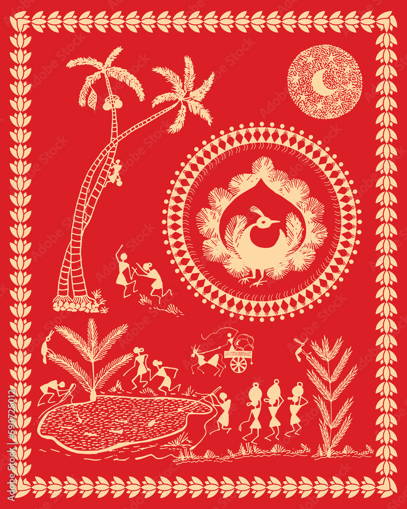 Beautiful warli painting is maharashtrian style art. indian traditional ...