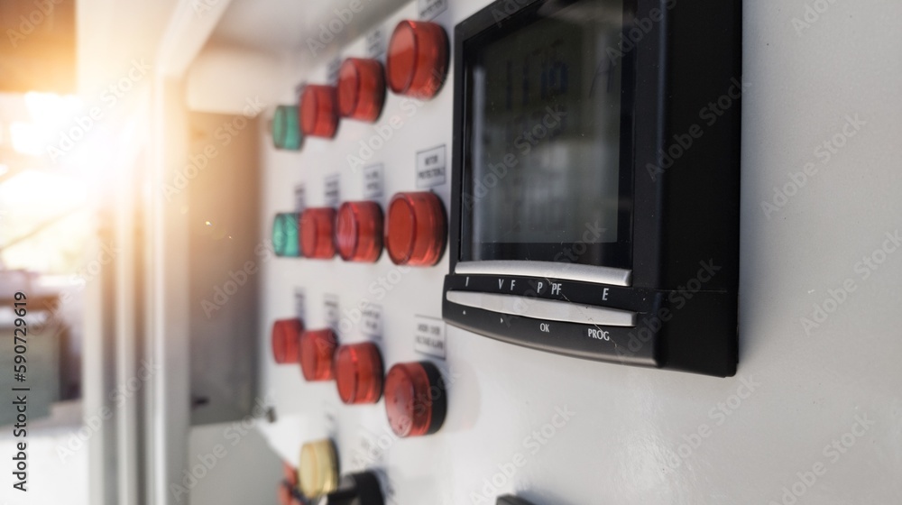 Indicator lamp on a industrial control board, indicator status control ...