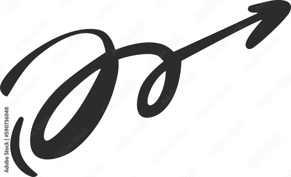 Doodle Arrow Hand Drown Lines And Curve Scribbles Sketch Of Abstract Pointer In Different